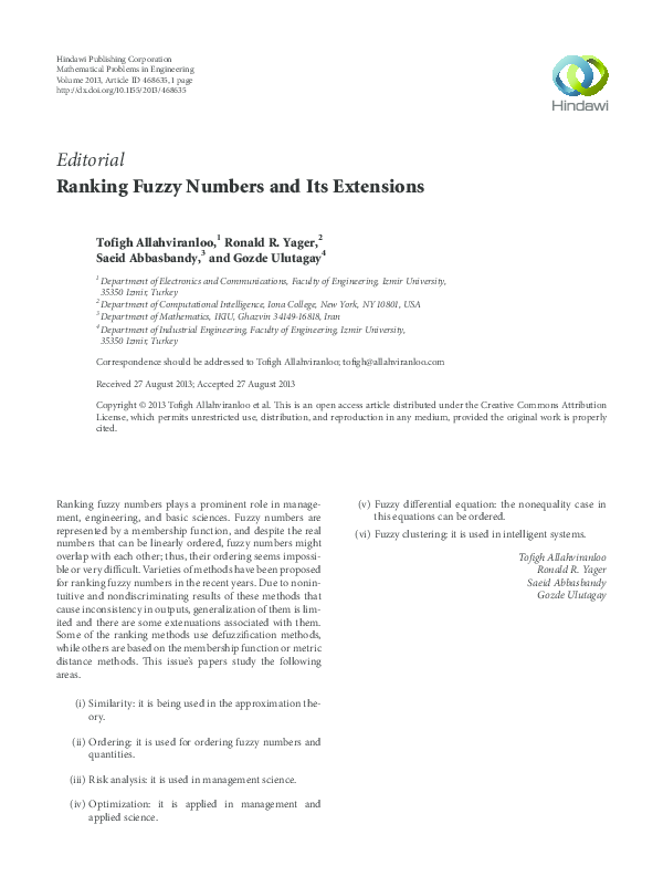 (PDF) Ranking Fuzzy Numbers and Its Extensions