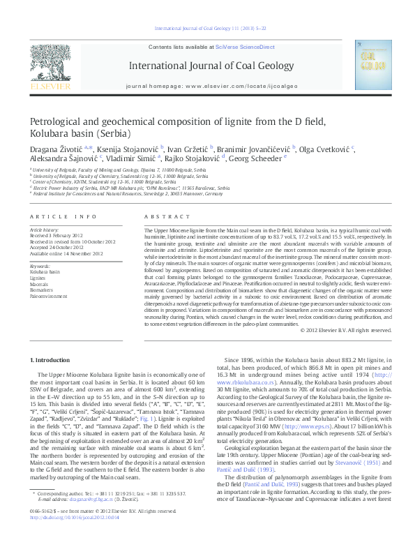 (PDF) Petrological and geochemical composition of lignite from the D ...