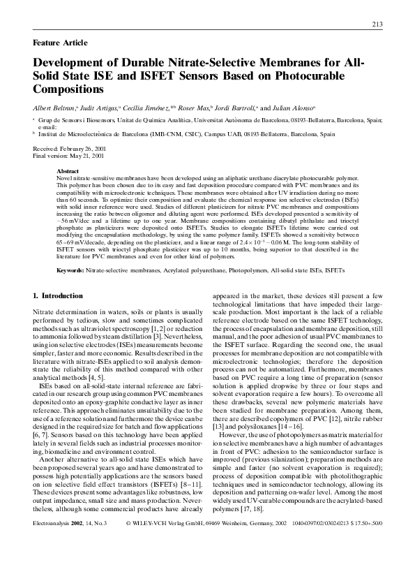 (PDF) Development of Durable Nitrate-Selective Membranes for All-Solid ...