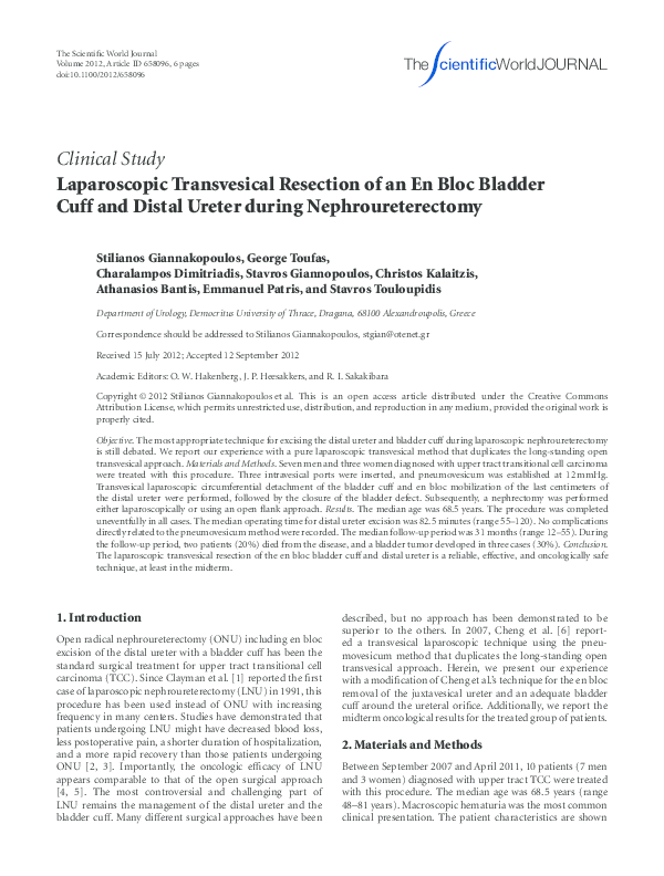 (PDF) Laparoscopic Transvesical Resection of an En Bloc Bladder Cuff ...