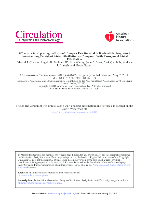 Pdf Differences In Repeating Patterns Of Complex Fractionated Left Atrial Electrograms In