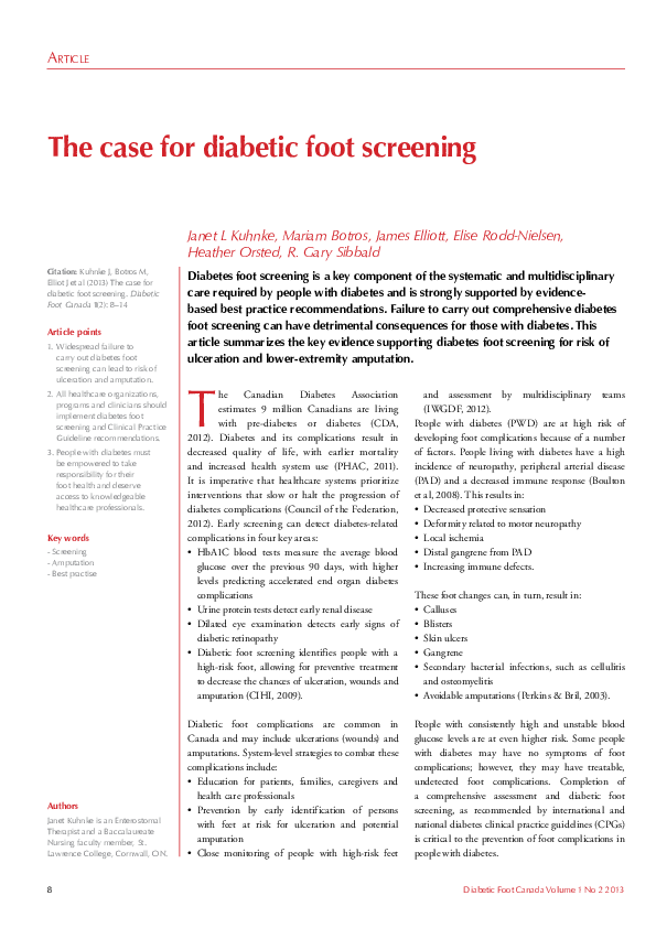 (PDF) The case for diabetic foot screening
