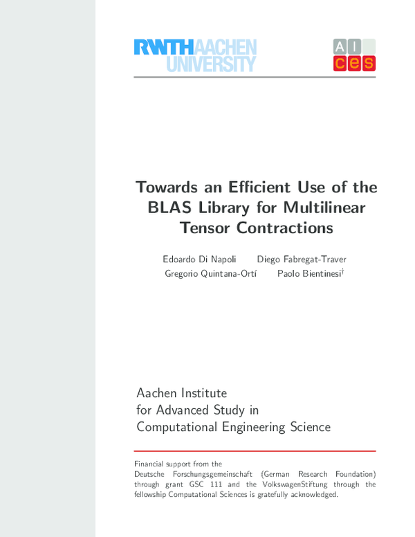 (PDF) Towards an efficient use of the BLAS library for multilinear ...