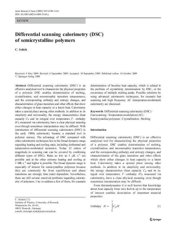 (PDF) Differential scanning calorimetry (DSC) of | Christoph Schick ...