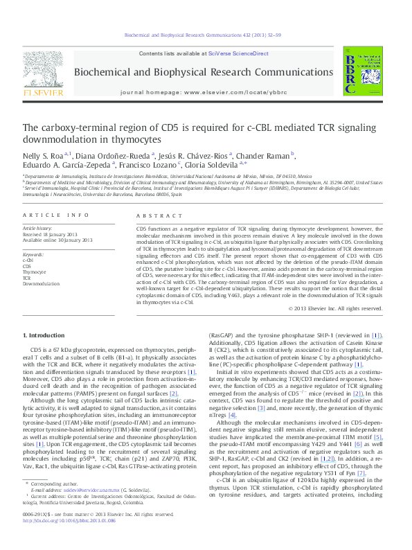 (PDF) The carboxy-terminal region of CD5 is required for c-CBL mediated ...