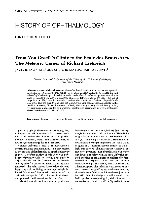 (PDF) From von Graefe's clinic to the ecole des beaux-arts. The ...