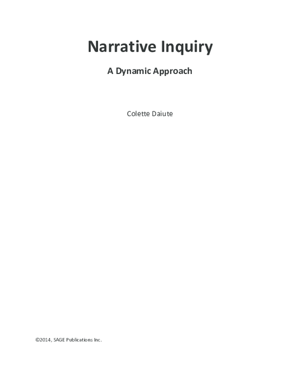 (PDF) Narrative Inquiry: A Dynamic Approach, Chapter One
