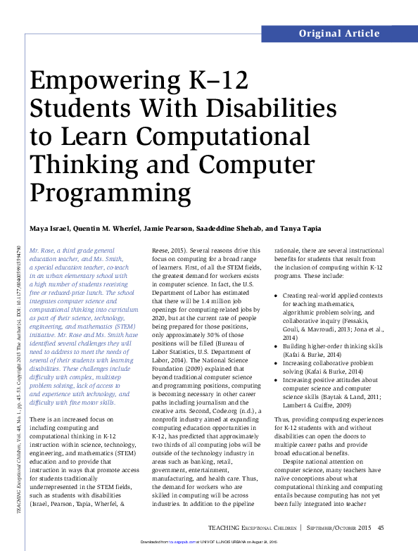 (PDF) Empowering K-12 students with disabilities to learn computational ...