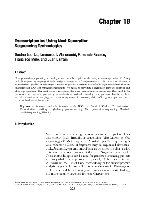 Pdf Transcriptomics Using Next Generation Sequencing Technologies