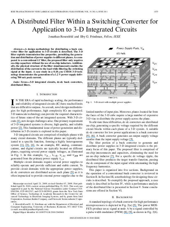 Pdf A Distributed Filter Within A Switching Converter For Application To 3 D Integrated Circuits