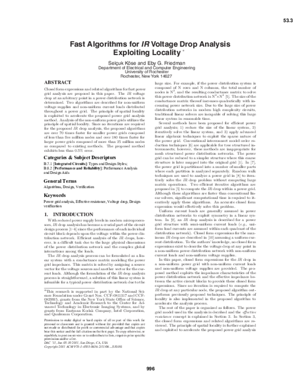 (PDF) Fast algorithms for IR voltage drop analysis exploiting locality