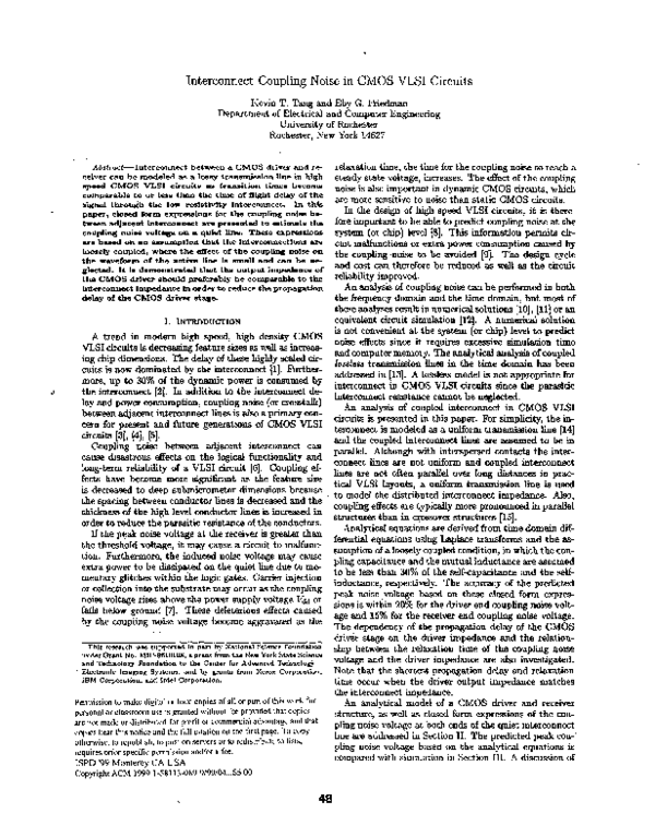 (PDF) Interconnect coupling noise in CMOS VLSI circuits