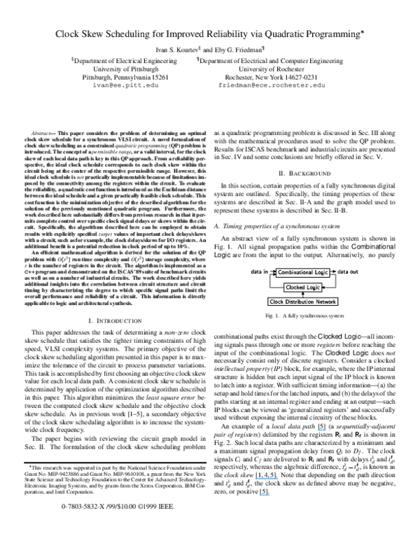 (PDF) Clock Skew Scheduling for Improved Reliability via Quadratic Programming