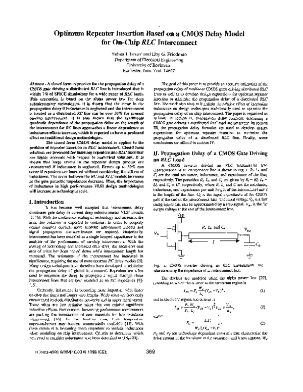 (PDF) Optimum Repeater Insertion Based on a CMOS Delay Model for On-Chip RLC Interconnect