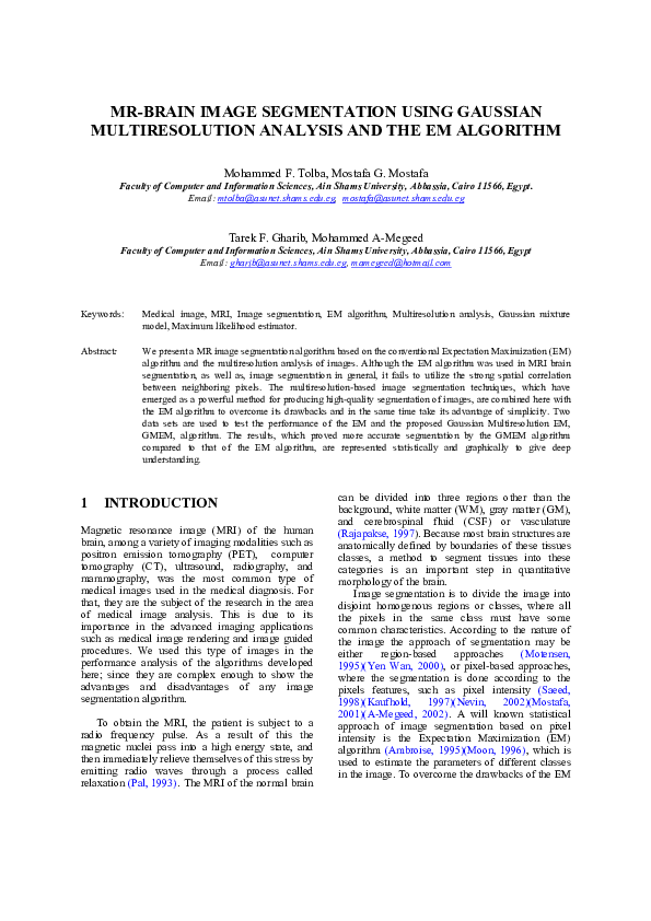 Pdf Mr Brain Image Segmentation Using Gaussian Multiresolution