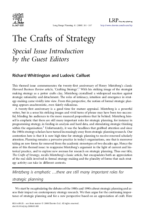 (PDF) The Crafts of Strategy