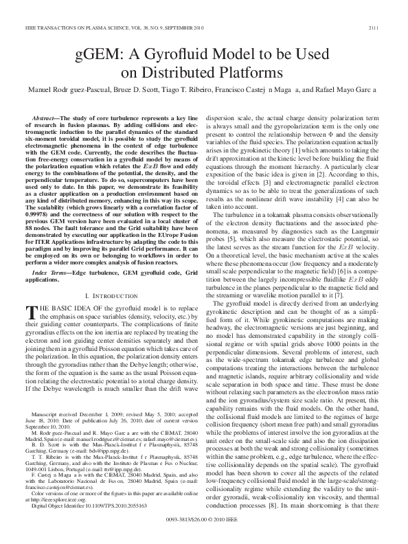 (PDF) gGEM: A Gyrofluid Model to be Used on Distributed Platforms