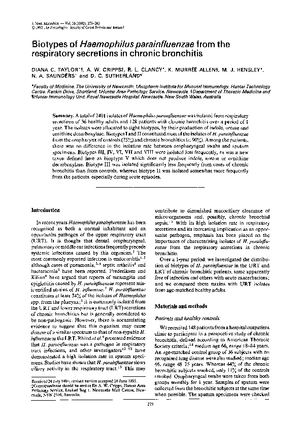 (PDF) Biotypes of Haemophilus parainfluenzae from the respiratory ...