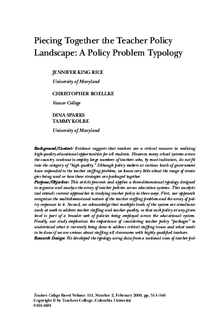 (PDF) Piecing together the teacher policy landscape: Multi-level case ...
