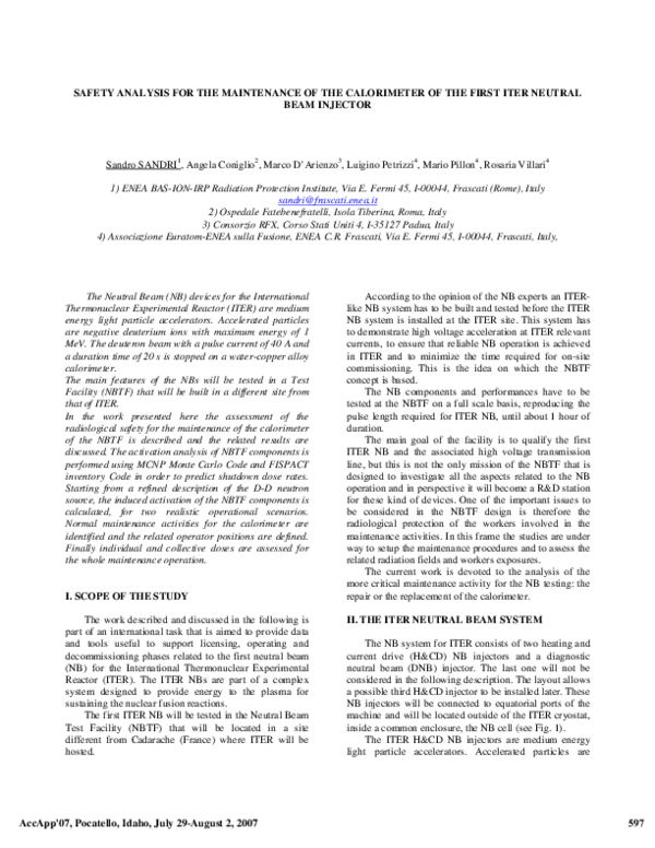 (PDF) SAFETY ANALYSIS FOR THE MAINTENANCE OF THE CALORIMETER OF THE ...