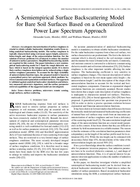 (PDF) Electromagnetic wave scattering from sea and bare soil surfaces based on an improved two ...