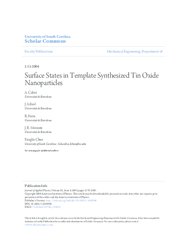 (PDF) Surface states in template synthesized tin oxide nanoparticles ...