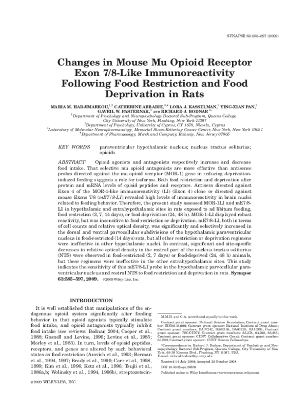 (PDF) Changes in mouse mu opioid receptor Exon 7/8-like ...