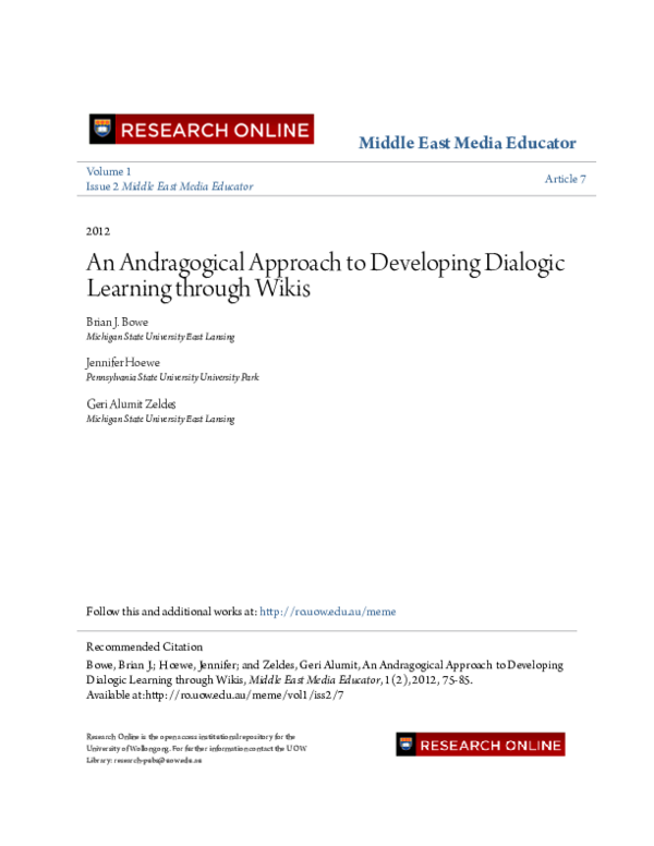 (PDF) Wikis for Dialogic Learning in Journalism