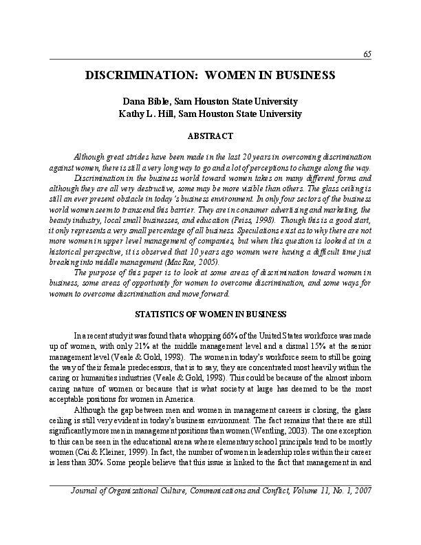 (PDF) Discrimination: Women in Business