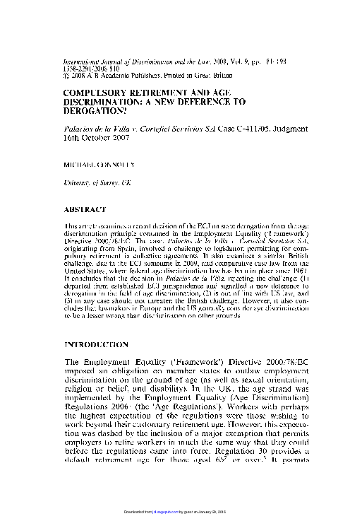 (PDF) Compulsory Retirement and Age Discrimination: A New Deference to ...