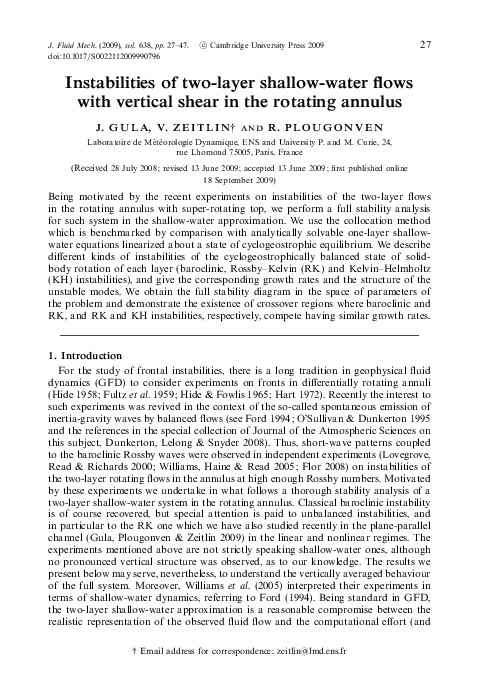(PDF) Instabilities of two-layer shallow-water flows with vertical ...