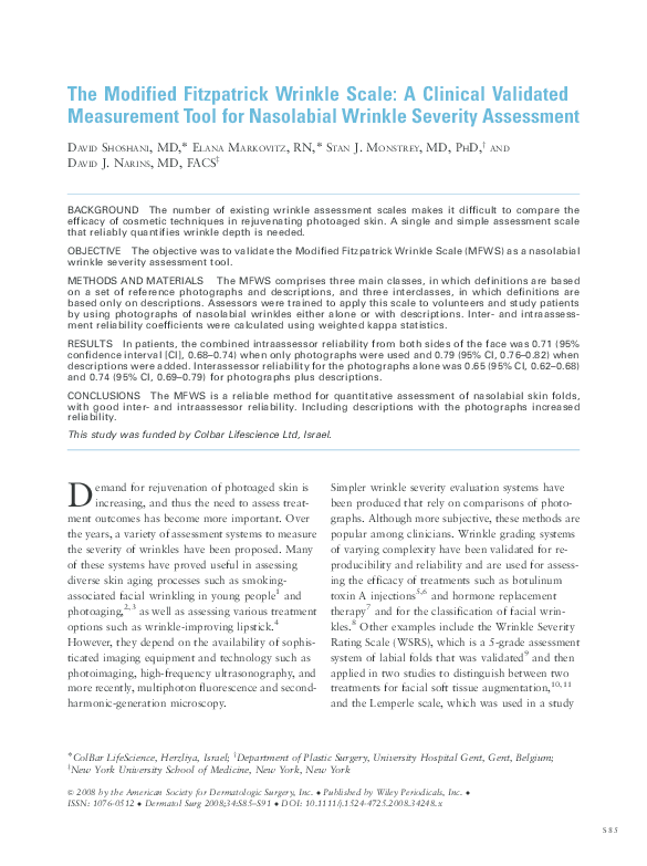 (PDF) The Modified Fitzpatrick Wrinkle Scale: A Clinical Validated ...