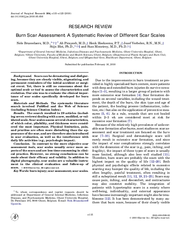 (PDF) Burn Scar Assessment: A Systematic Review of Different Scar Scales