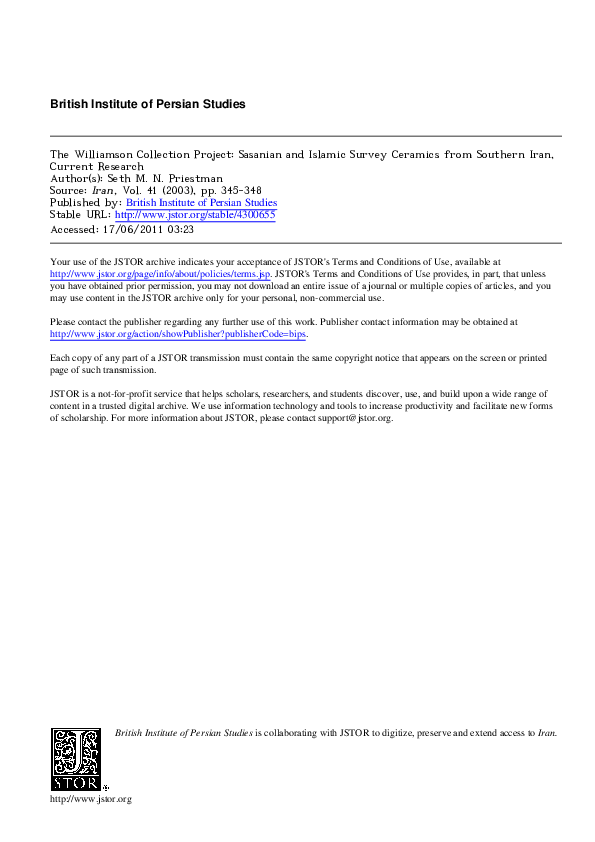 (PDF) Priestman, 2003: The Williamson Collection Project: Sasanian and ...