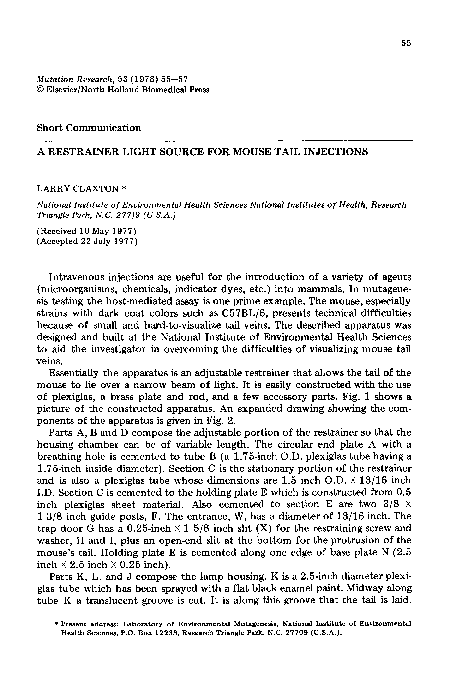 (PDF) A restrainer light source for mouse tail injections