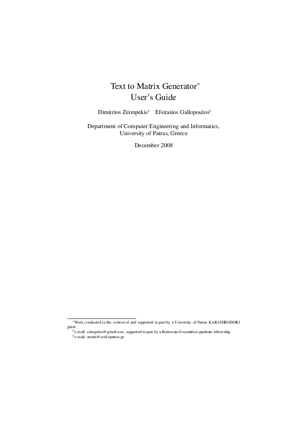 (PDF) Text to Matrix Generator User's Guide