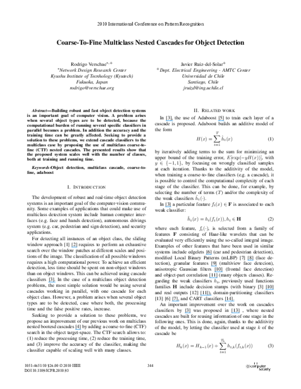 (PDF) Coarse-To-Fine Multiclass Nested Cascades for Object Detection