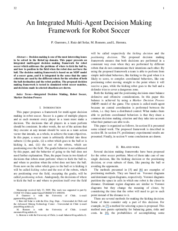(PDF) An integrated multi-agent decision making framework for robot soccer