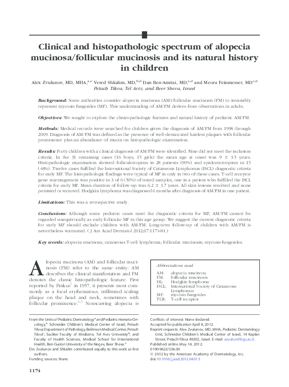 (PDF) Clinical and histopathologic spectrum of alopecia mucinosa ...