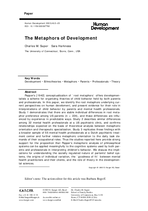 (PDF) The Metaphors of Development | charles super - Academia.edu