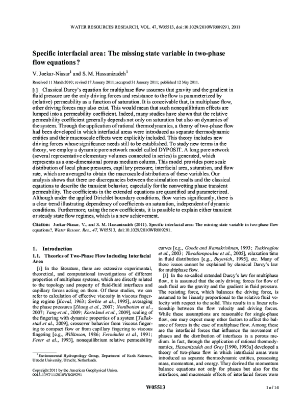 (PDF) Specific interfacial area: The missing state variable in two-phase flow equations?