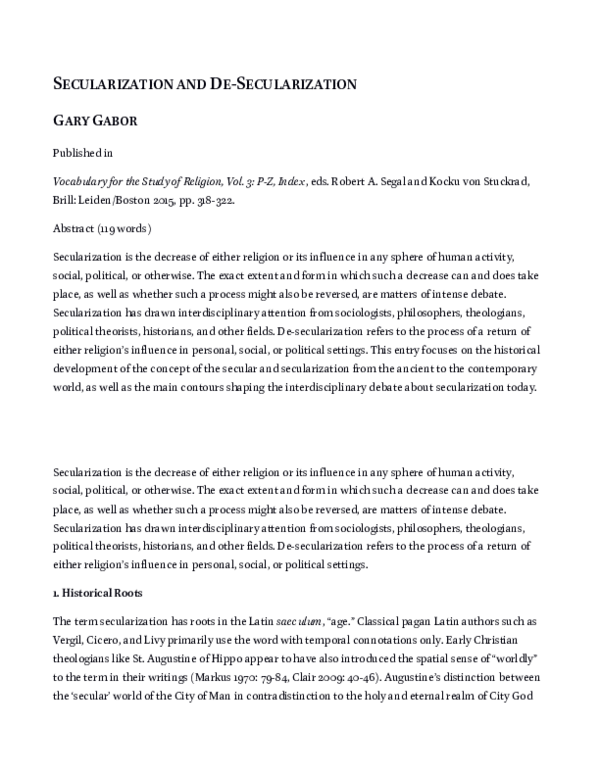 (PDF) "Secularization and De-Secularization"