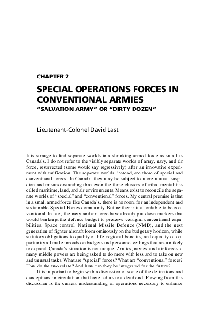 (PDF) Book Chapter Special Operations Forces in Conventional Armies