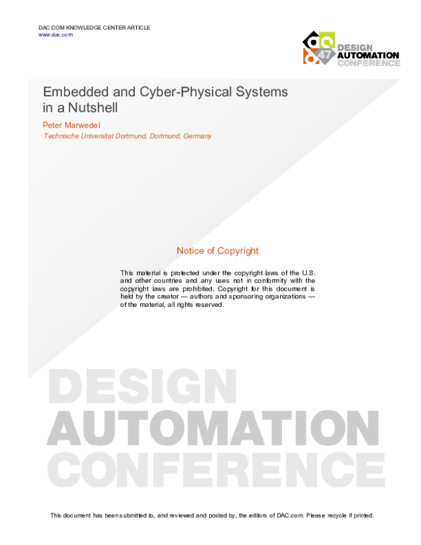 (PDF) Embedded and cyber-physical systems in a nutshell