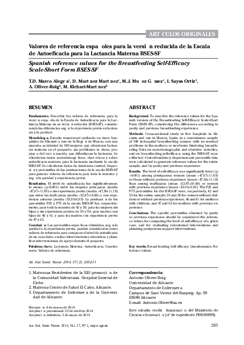 (PDF) [Spanish reference values for the Breastfeeding Self-Efficacy ...