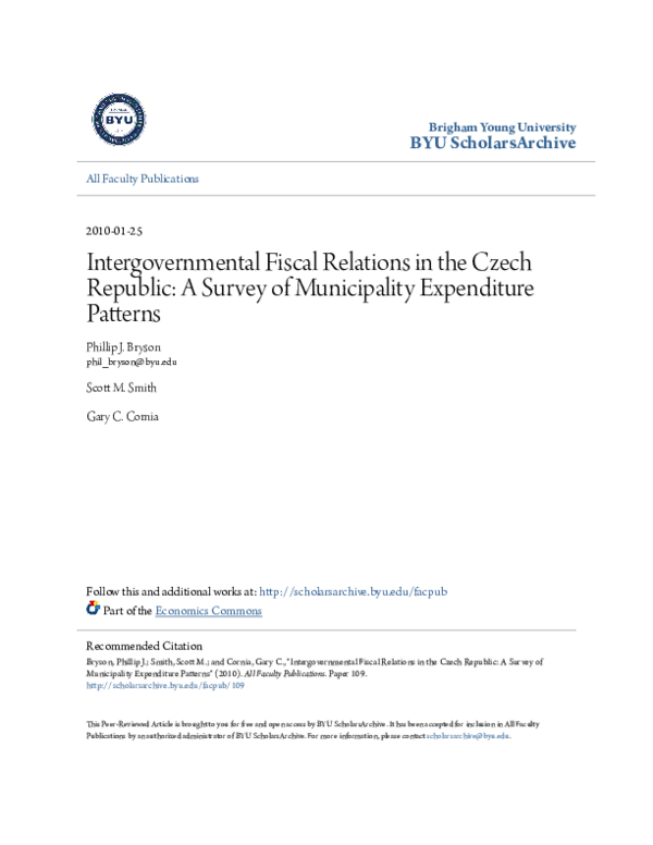 (PDF) Intergovernmental Fiscal Relations in the Czech Republic