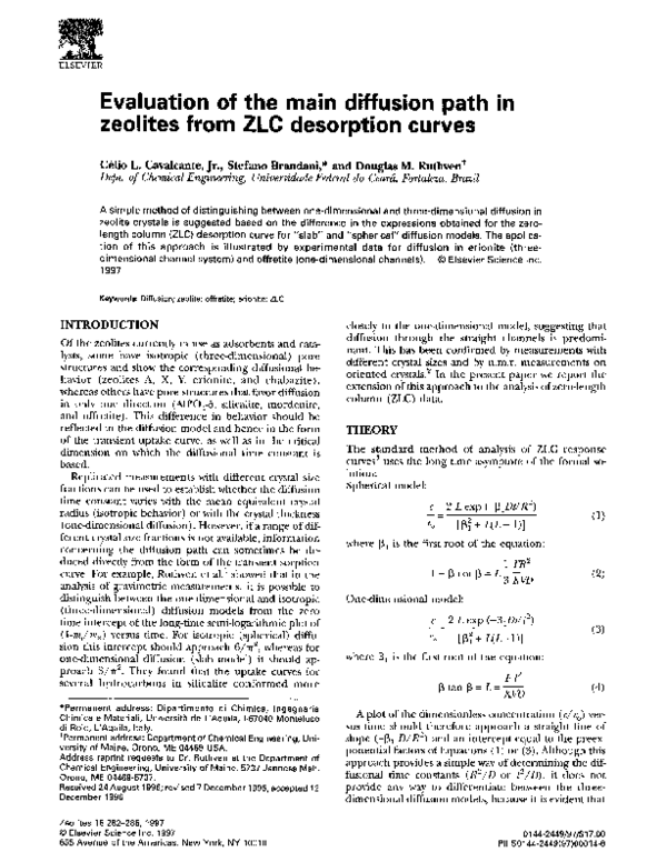 (PDF) Evaluation of the main diffusion path in zeolites from ZLC ...