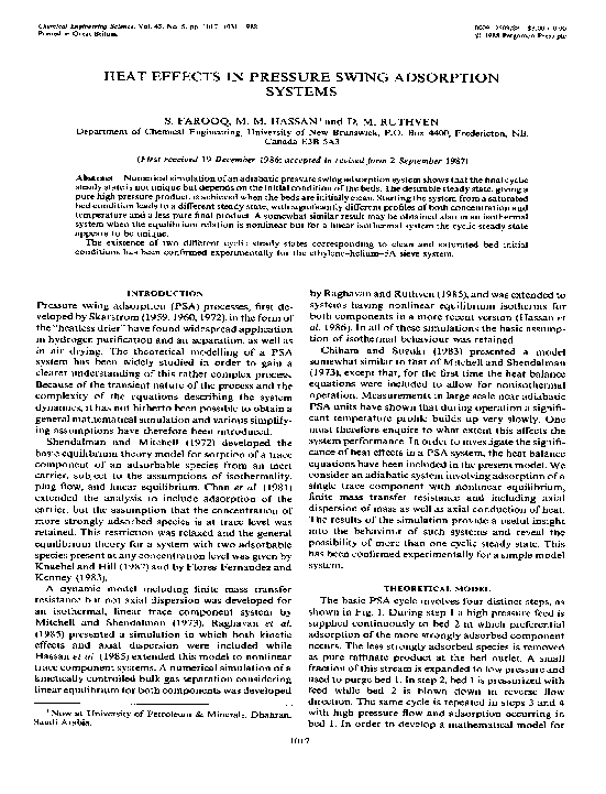 Pdf Heat Effects In Pressure Swing Adsorption Systems