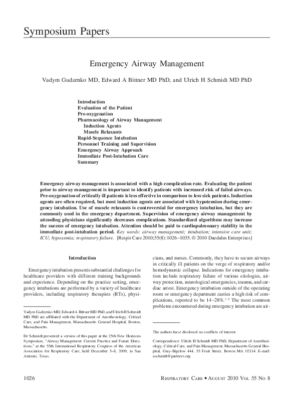 (PDF) Emergency airway management