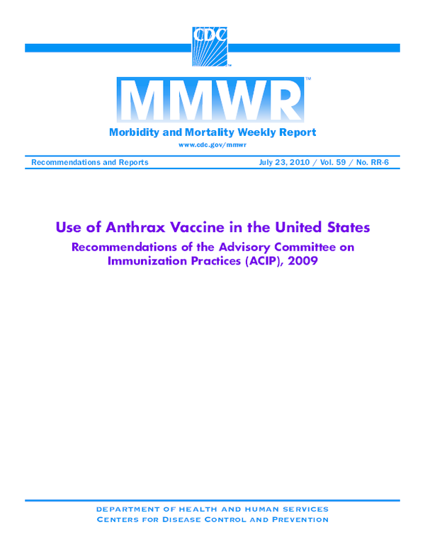 (PDF) Use of Anthrax Vaccine in the United States: Recommendations of ...
